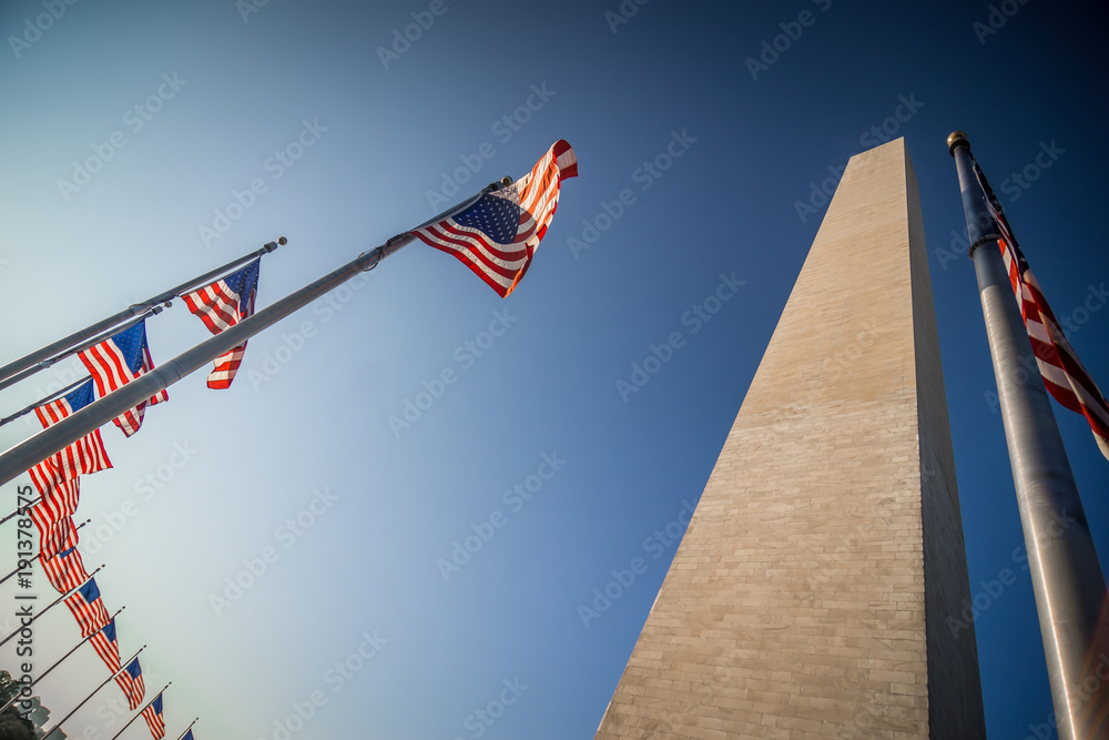 washington dc memorial tower monument at sunset Stock Photo | Adobe Stock