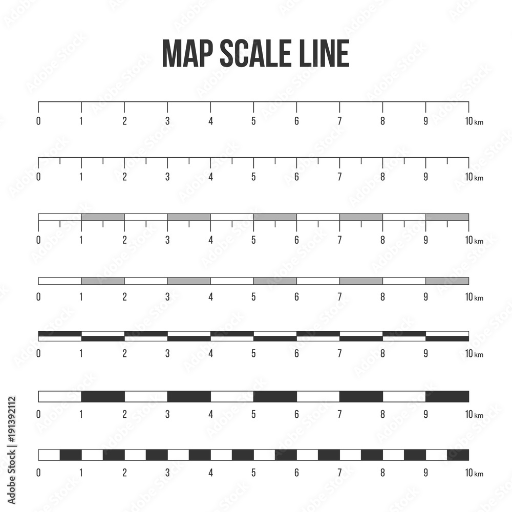 Creative Vector Illustration Of Map Scale Line Set Isolated On 