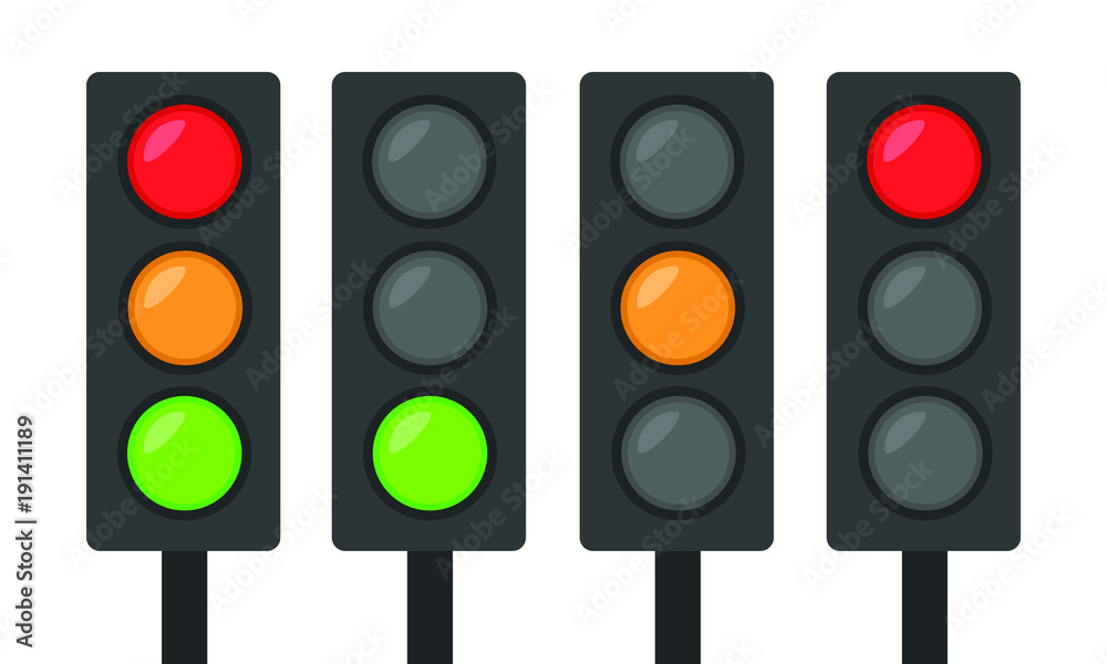 set of traffic lights icon red green and orange simple flat design go ...