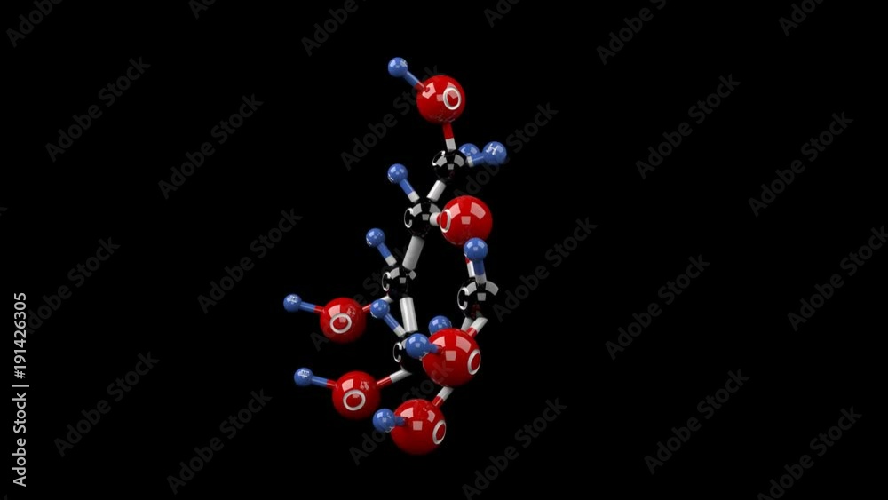 Glucose molecule. Molecular structure of glucose, sugar. 3D animation ...