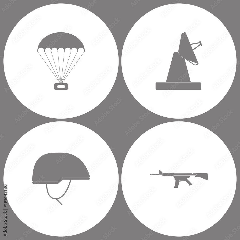 Vector Illustration Set Office Army Icons. Elements of parachute with ...