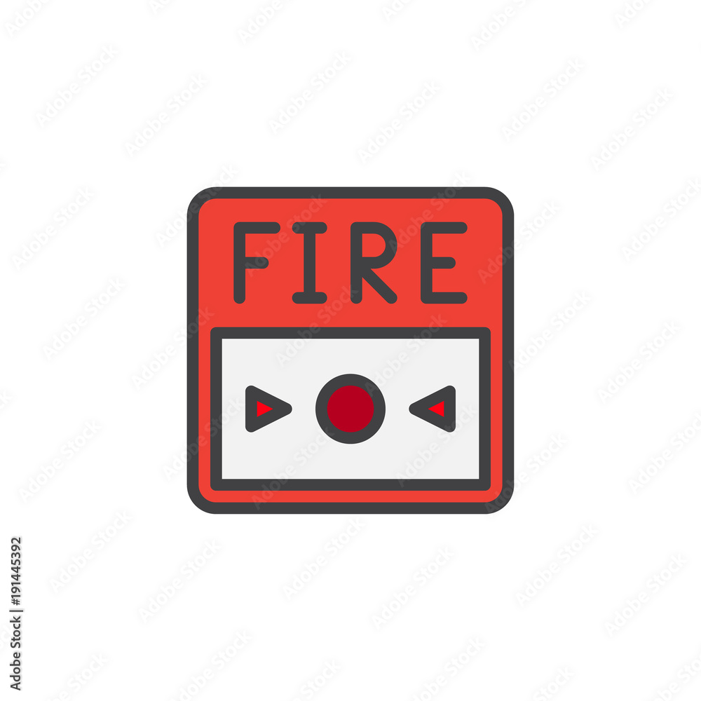 Fire alarm button filled outline icon, line vector sign, linear ...