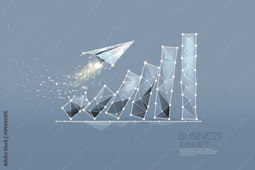The particles, geometric art, line and dot of business graph. Stock ...