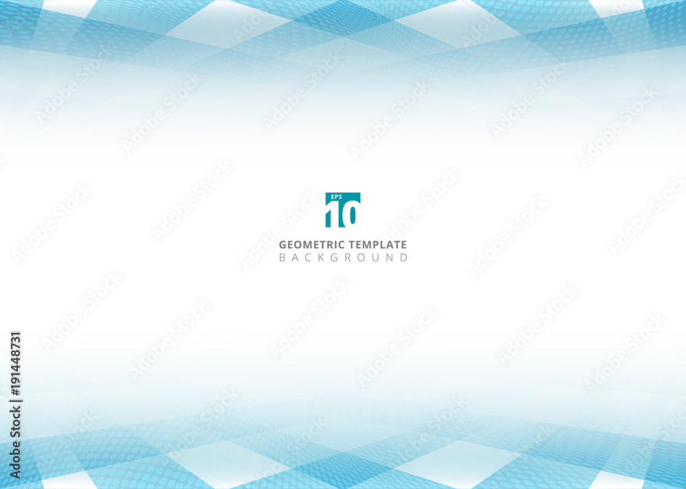 Abstract blue square pattern and halftone dots perspective header ...