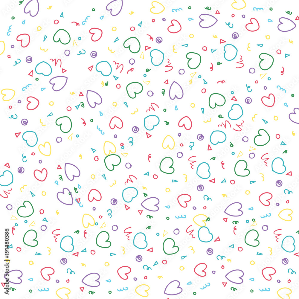 Vector of kids pattern heart doodle on white background Stock Vector ...