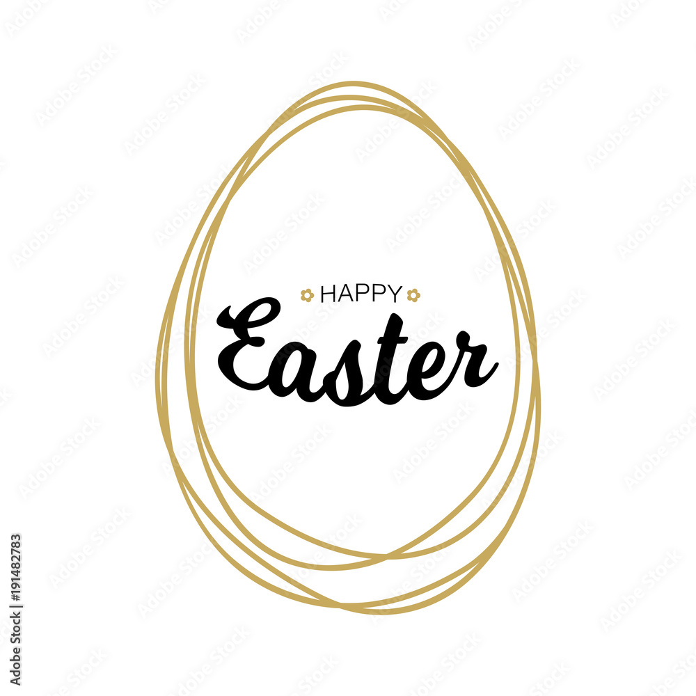 Happy Easter black typographic calligraphic lettering with gold ...