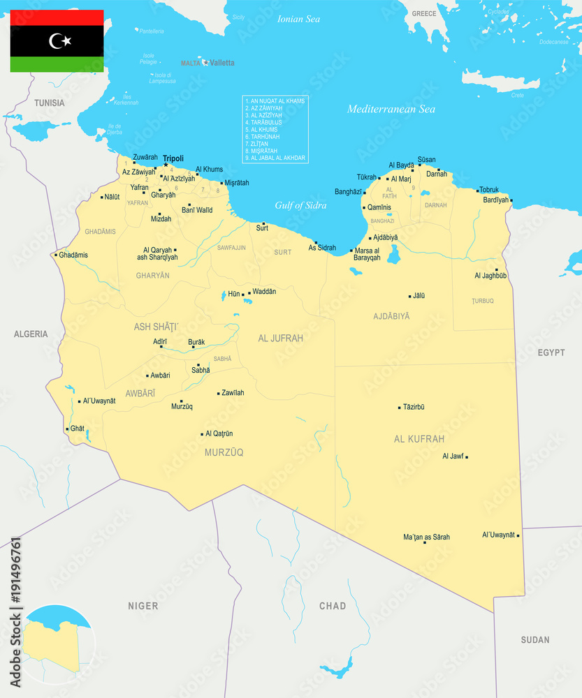 Libya Map - Detailed Vector Illustration Stock Vector | Adobe Stock