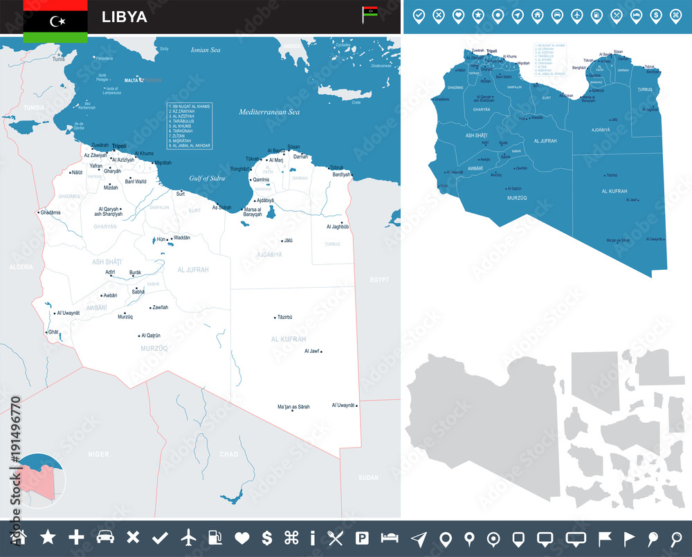 Libya - infographic map - Detailed Vector Illustration Stock Vector ...