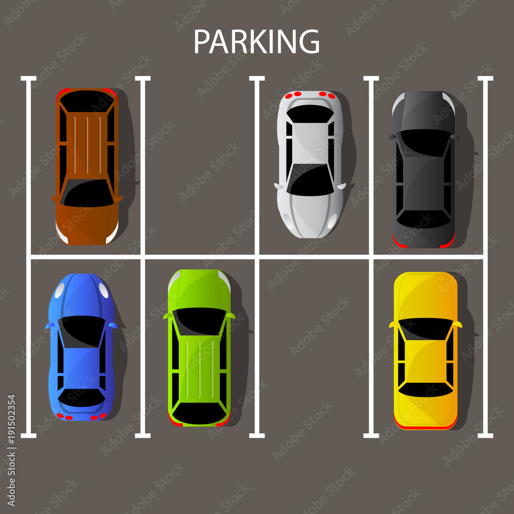 Top view cars on parking zone, vector illustration Stock Vector | Adobe ...