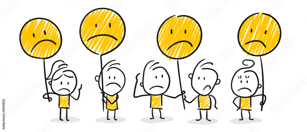 Stockvector Strichfiguren / Strichmännchen: Smiley Schilder sauer. (Nr ...