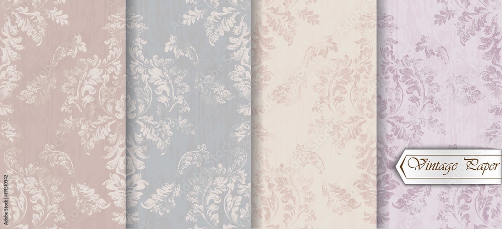 Baroque pattern trendy color texture set Vector. Royal fabric decor ...