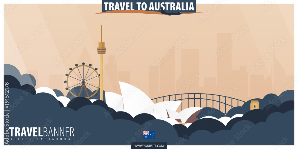Travel to Australia. Travel and Tourism poster. Vector flat ...