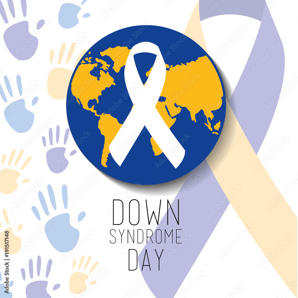 down syndrome day blue and yellow world ribbon vector illustration ...