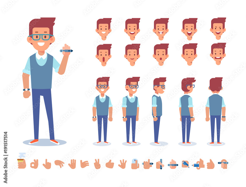 Designer character for your scenes. Front, side, back, 3/4 view ...