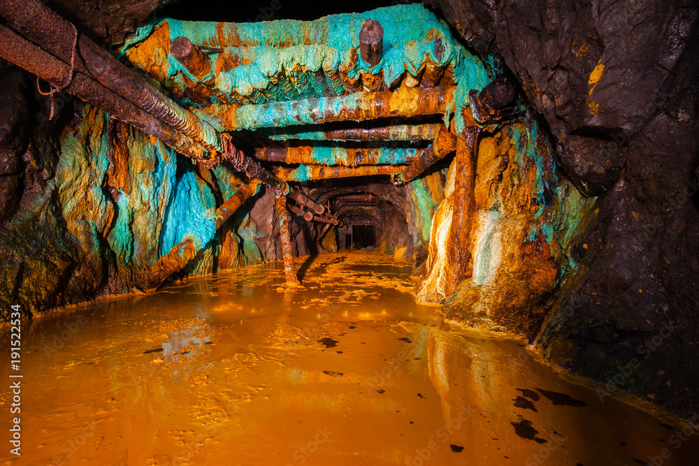 Underground abandoned ore mine shaft tunnel gallery Stock Photo | Adobe ...