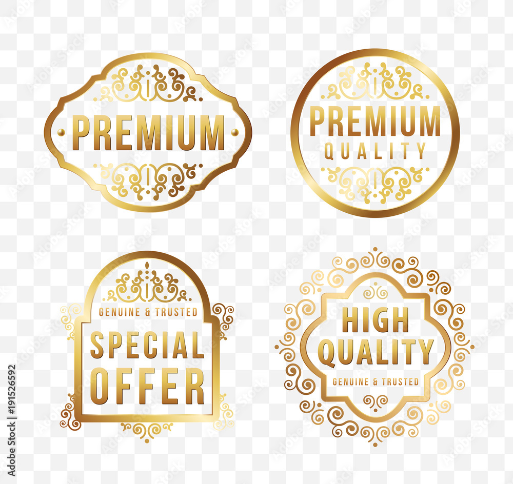 High Quality Luxury Golden Label on Transparent Background . Vector ...
