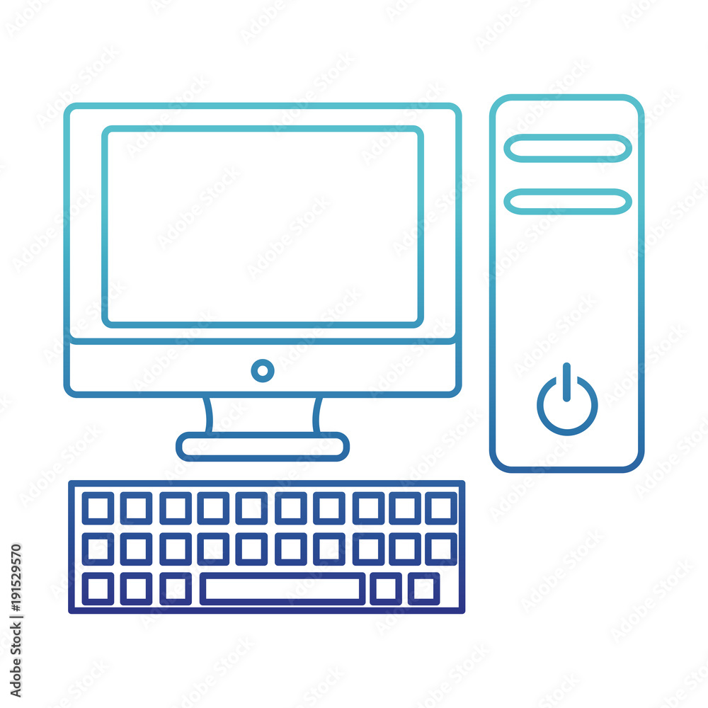 blue line screen computer with cpu and keybooard technology Stock ...