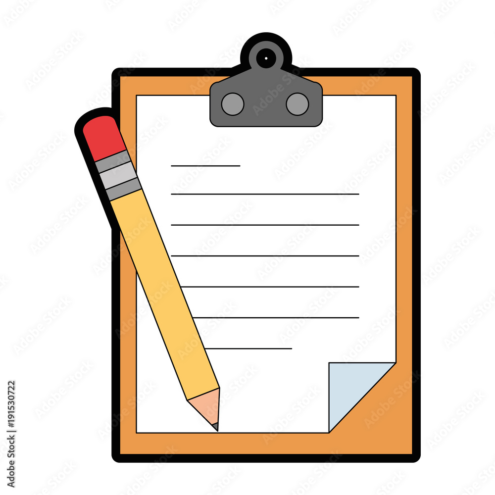 clipboard paper with pencil vector illustration design Stock Vector ...