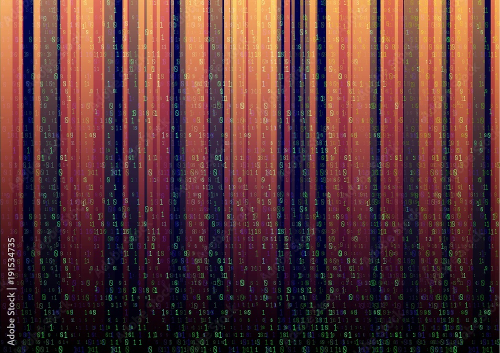 Binary code digital technology. Data Sorting. From Chaos to System. Artificial intelligence.Big ...