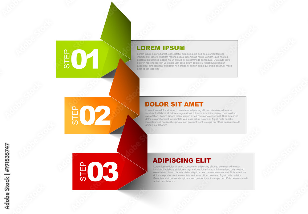 3 Steps Paper Tab Infographic Stock Template | Adobe Stock