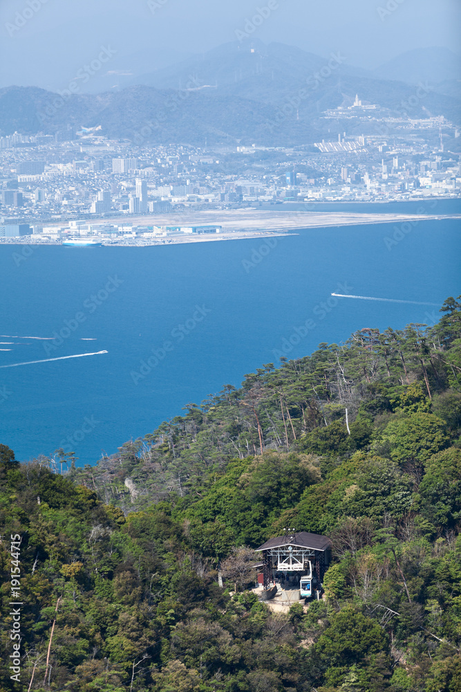 Station of Kayatani stop of ropeway and Shishiiwa Line is on Miyajima ...