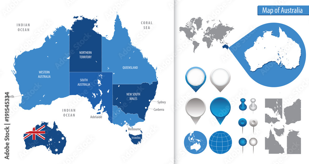Detailed map of Australia Stock Vector | Adobe Stock