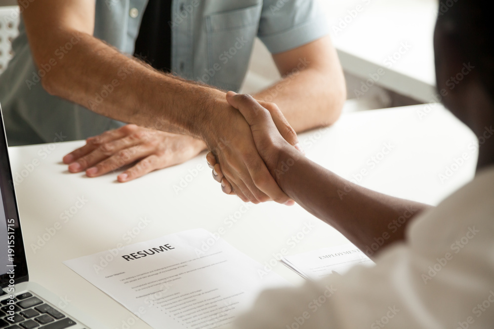 Employment handshake or making good first impression at successful ...