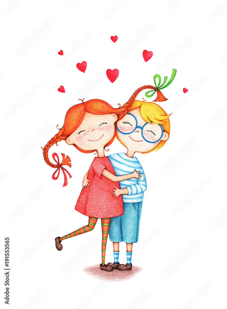 Cartoon Two Girls Bonding