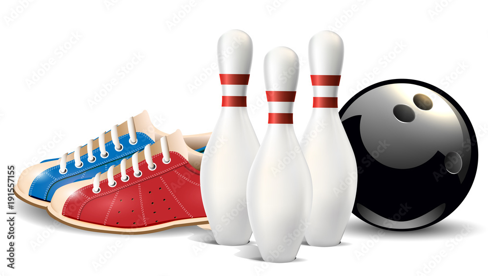 Bowling objects. Vector clip art illustration. Stock Vector | Adobe Stock