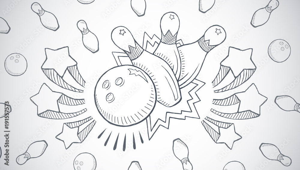 Hand drawn bowling sketch. Vector Design Stock Vector | Adobe Stock