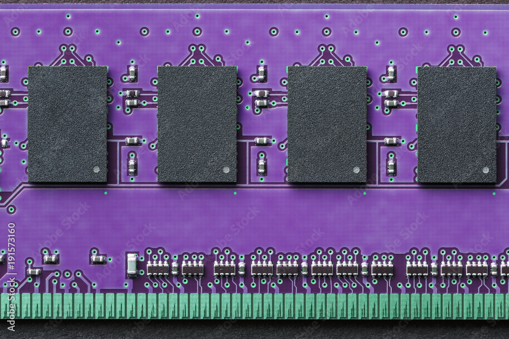 Horizontal flat lay graphic background border of DIMM RAM computer ...