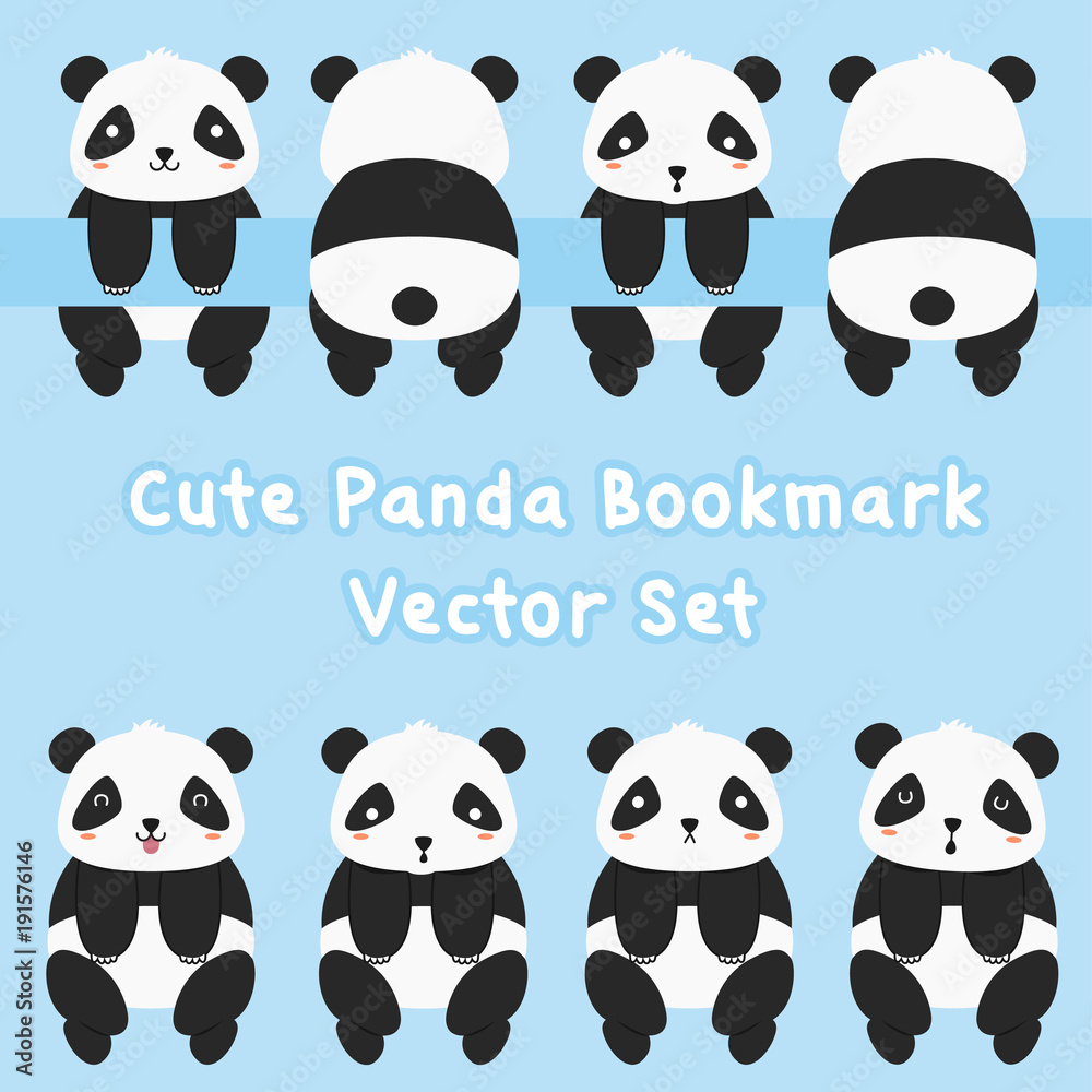 Animal printable bookmark template. Cute panda bookmark template vector ...