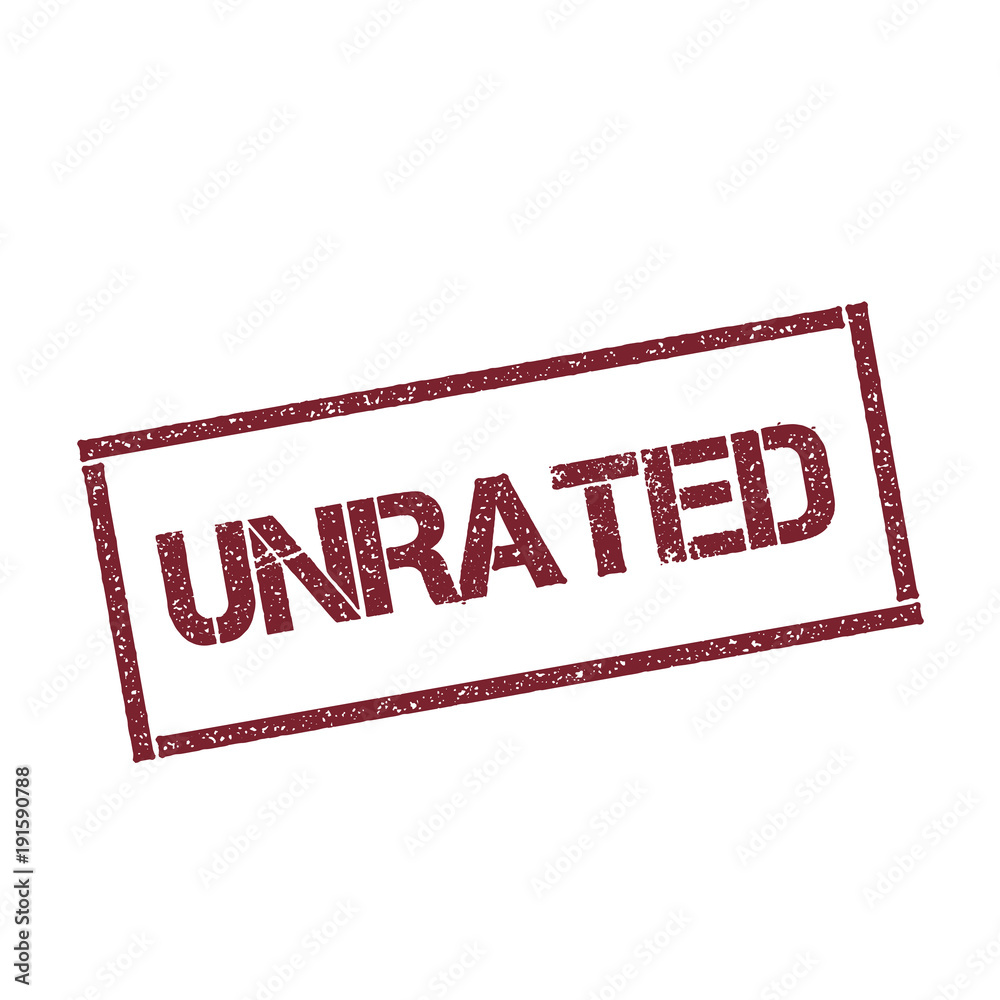 Unrated rectangular stamp. Textured red seal with text isolated on ...