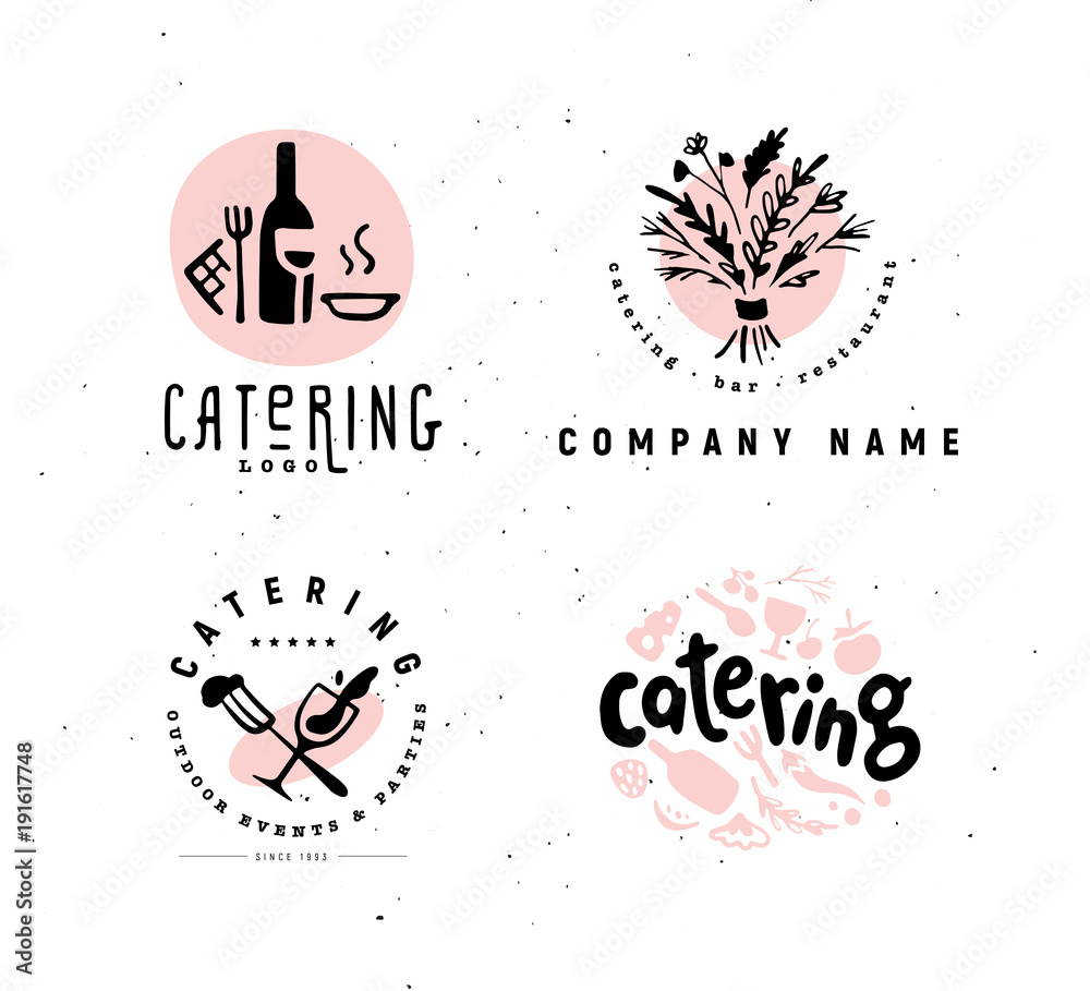 Vecteur Stock Collection of vector catering and restaurant company logo ...