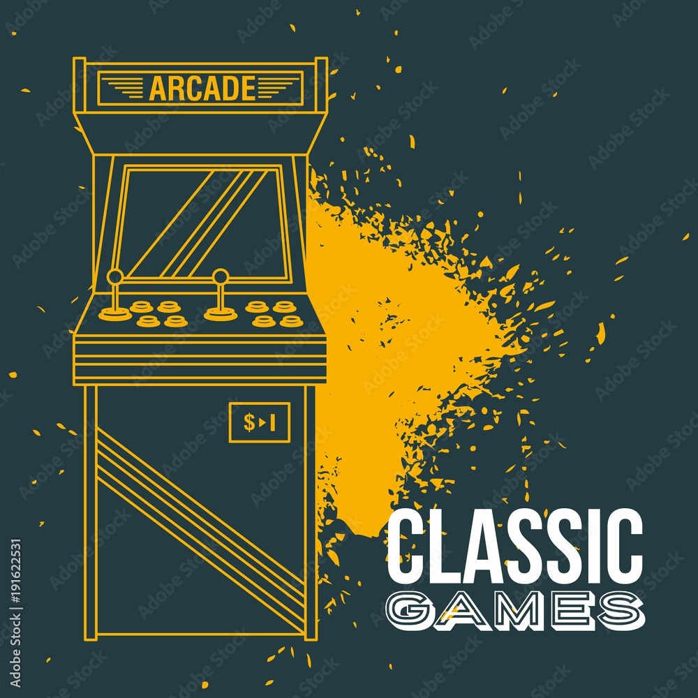 classic arcade game machine rendering vector illustration Stock Vector ...