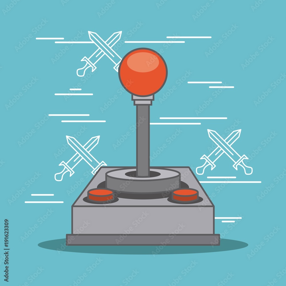 classic joystick buttons video game gadget vector illustration Stock ...