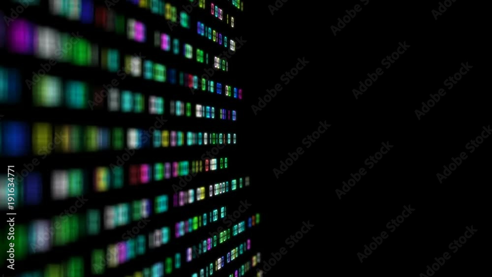 multi-colored numbers transmit a binary code code to the center of the ...