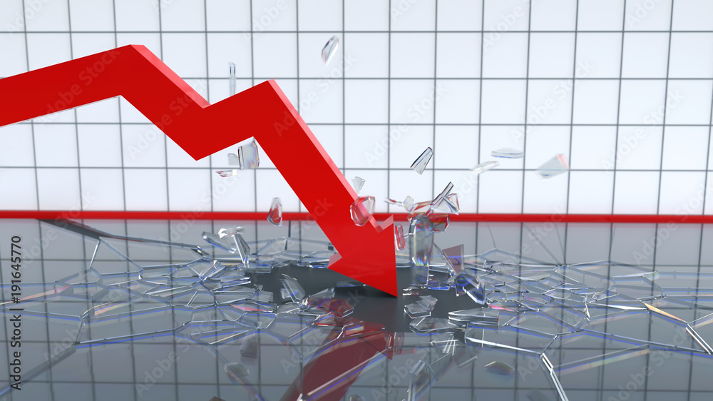 falling chart breaks the bottom Stock Illustration | Adobe Stock
