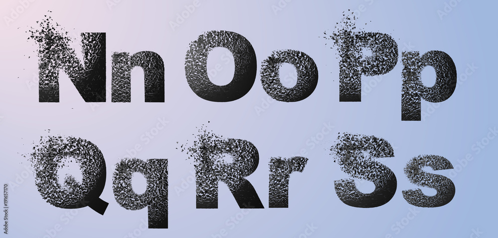 Vector alphabet set, letters with effect of destruction Stock Vector ...