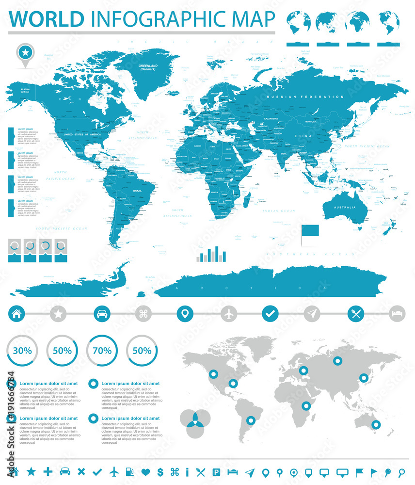 Political Info Graphic World Map Vector Stock Vector | Adobe Stock