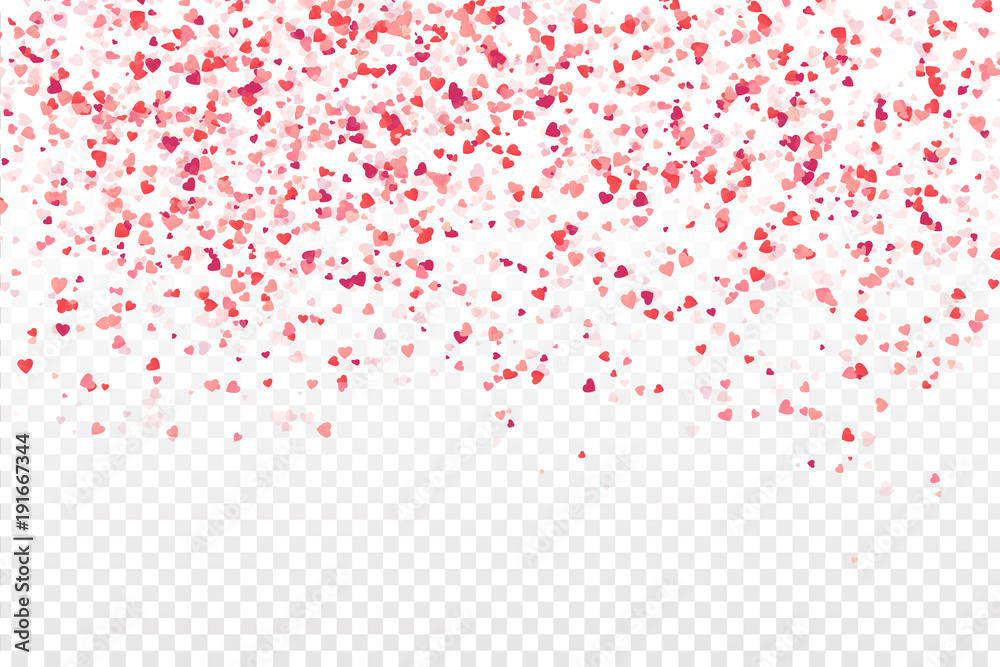 Vector realistic isolated heart confetti on the transparent background ...