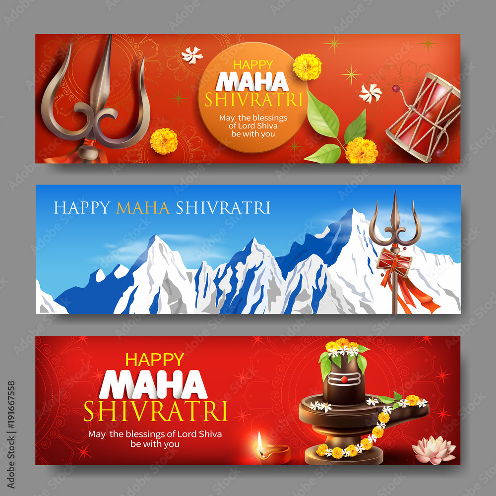 Banners for Maha Shivratri, a Hindu festival celebrated of Lord Shiva ...