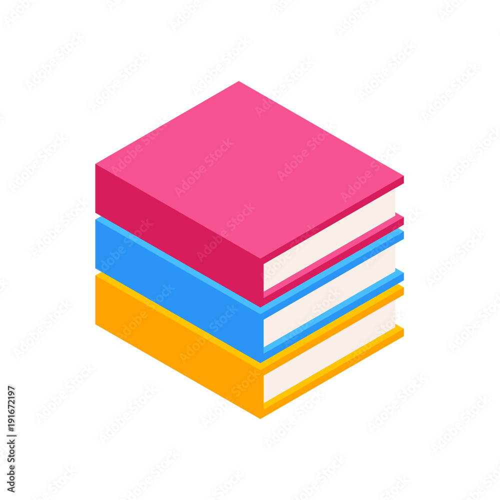 Vector Set of Colorful Horizontal Stack of Books in Isometric.Education ...