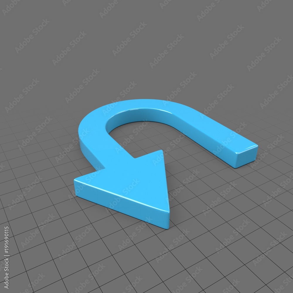 Thin sharp turn arrow Stock 3D asset | Adobe Stock