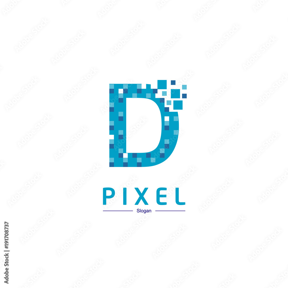 Letter D Pixel Logo Design Stock Vector | Adobe Stock