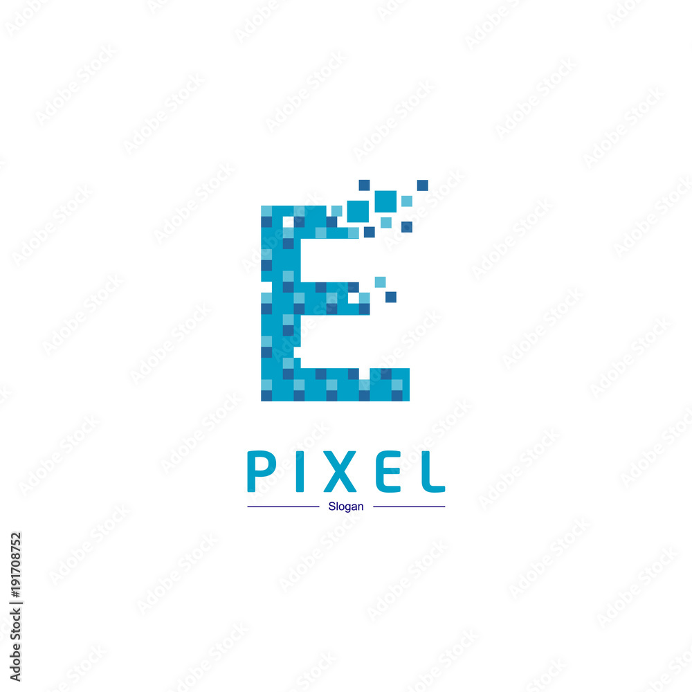 Letter E Pixel Logo Design Stock Vector | Adobe Stock