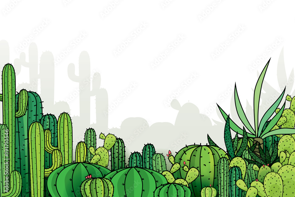 Vector of cactus plants pattern background. Stock Vector | Adobe Stock