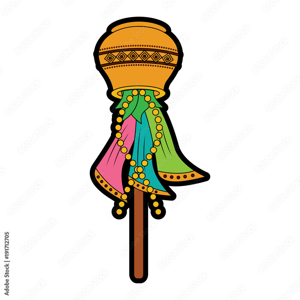 multicolor sari wood stick cover container traditional hindu vector ...