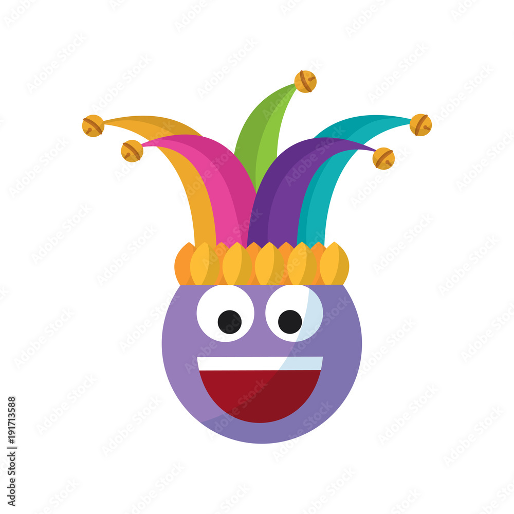 happy emoticon smile jester hat funny vector illustration Stock Vector ...