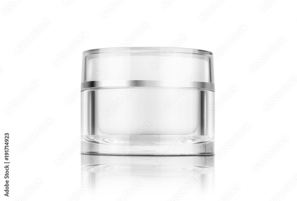 blank packaging clear cosmetic cream pot isolated on white background ...